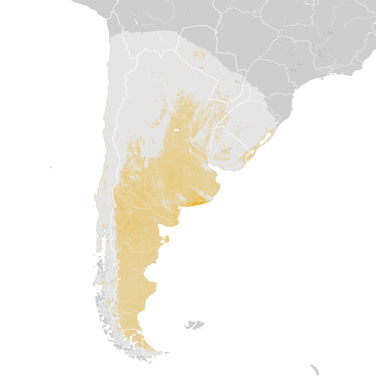 Austral Negrito - Abundance map: Post-breeding migration - eBird Status ...